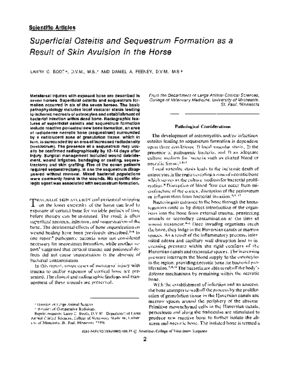 (PDF) Superficial osteitis and sequestrum formation as a result of skin ...