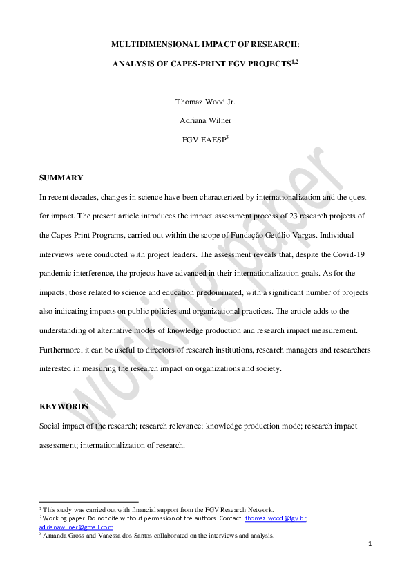 (PDF) MULTIDIMENSIONAL IMPACT OF RESEARCH