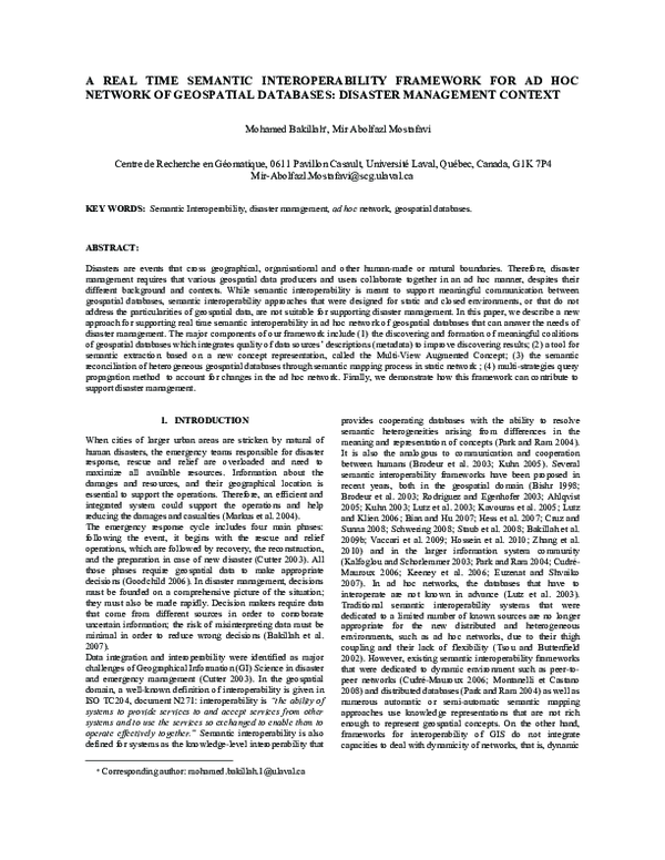 Pdf A Real Time Semantic Interoperability Framework For Ad Hoc Network Of Geospatial Databases