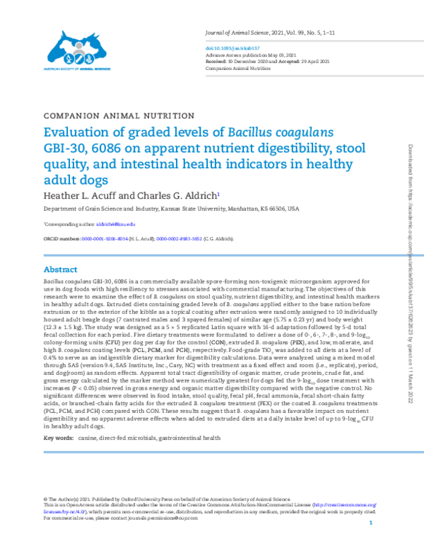 (PDF) Evaluation of graded levels of Bacillus coagulans GBI-30, 6086 on ...