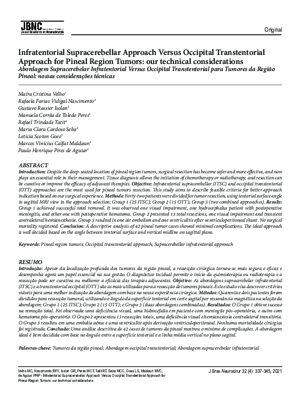 (PDF) Infratentorial supracerebellar approach versus occipital ...