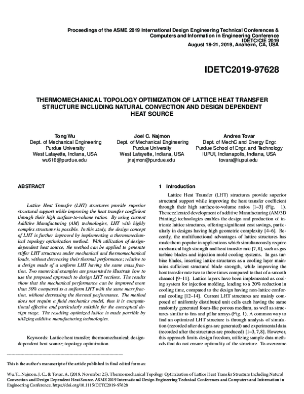 (PDF) Thermomechanical Topology Optimization of Lattice Heat Transfer ...