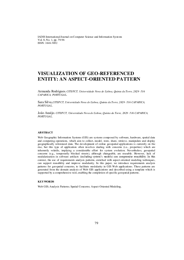 (PDF) Visualization of Geo-referenced Entity: An Aspect-Oriented Pattern