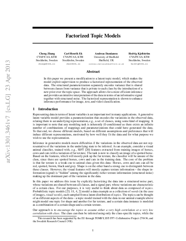 (PDF) Factorized Topic Models