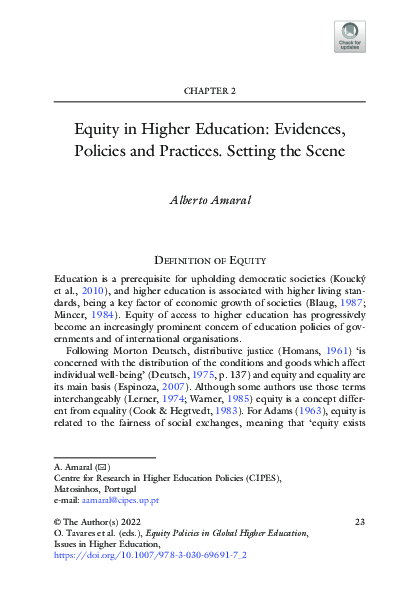 (PDF) Equity in Higher Education: Evidences, Policies and Practices ...