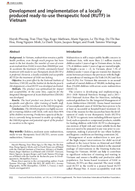 (PDF) Development and implementation of a locally produced ready-to-use ...