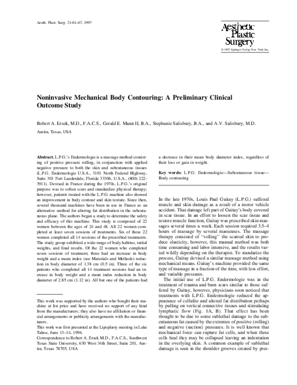 (PDF) Noninvasive Mechanical Body Contouring: A Preliminary Clinical ...
