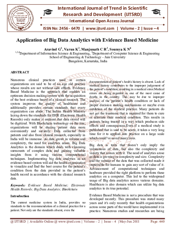 (PDF) Application of Big Data Analytics with Evidence Based Medicine