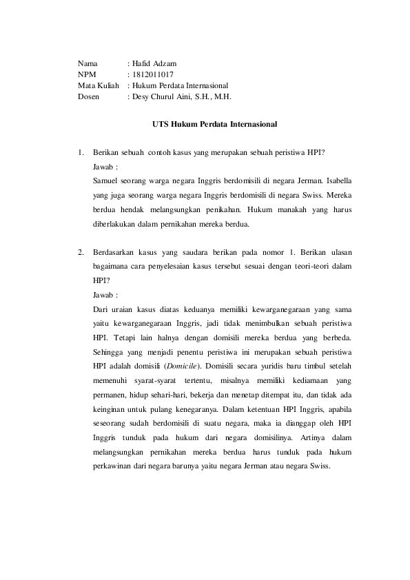 (PDF) UTS Hukum Perdata Internasional | Hafid Adzam - Academia.edu