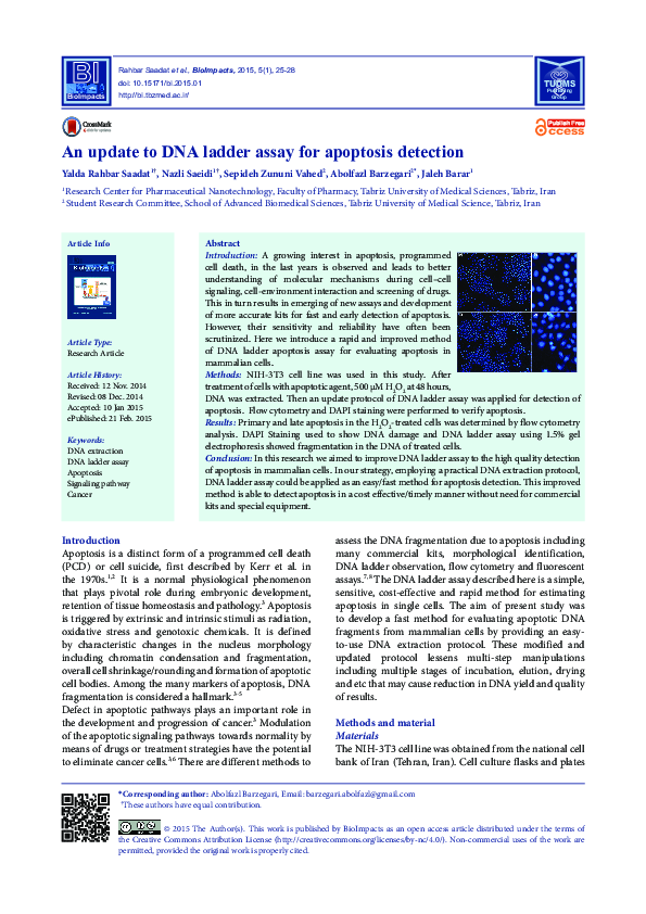 (PDF) An update to DNA ladder assay for apoptosis detection