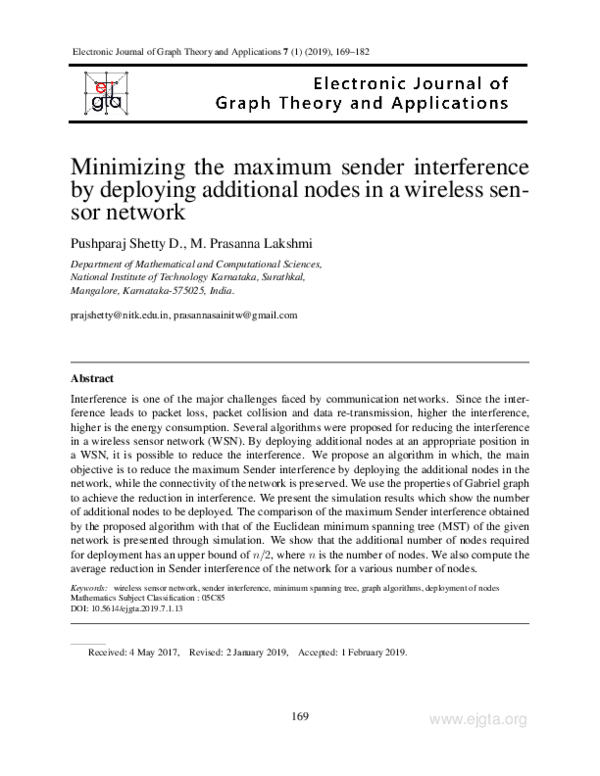 (PDF) Minimizing the maximum sender interference by deploying additional nodes in a Wireless ...