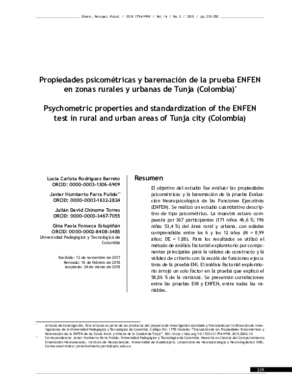 (PDF) Propiedades psicométricas y baremación de la prueba ENFEN en ...