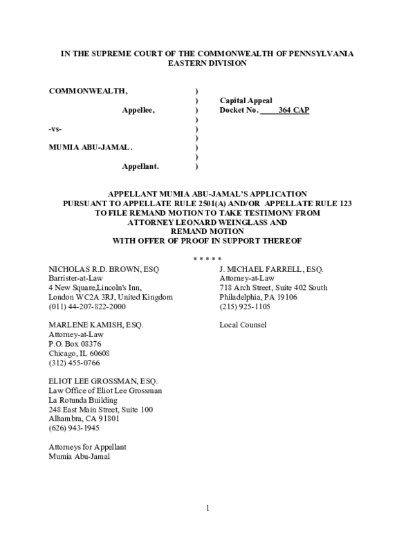 (PDF) Remand Motion to Depose Weinglass in PCRA Case
