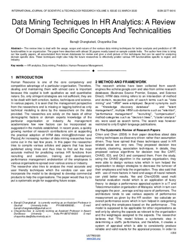 (PDF) Data Mining Techniques In HR Analytics: A Review Of Domain Specific Concepts And ...