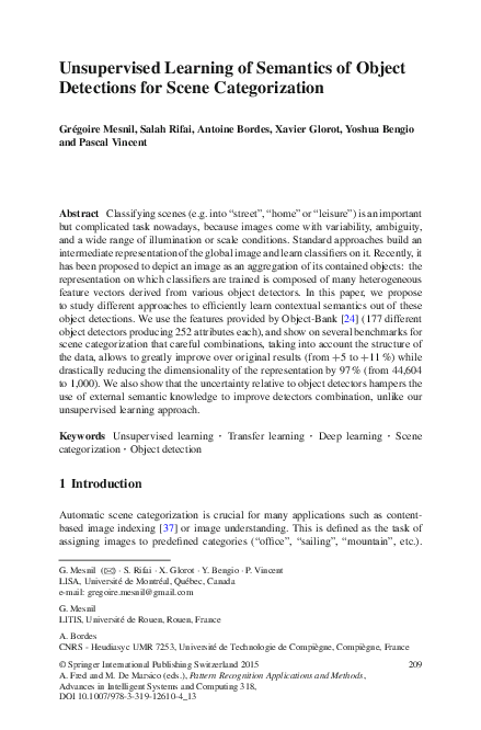 (PDF) Unsupervised Learning of Semantics of Object Detections for Scene Categorization