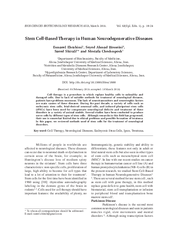 (PDF) Stem Cell-Based Therapy in Human Neurodegenerative Diseases