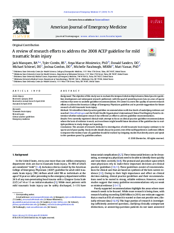 (PDF) A review of research efforts to address the 2008 ACEP guideline ...