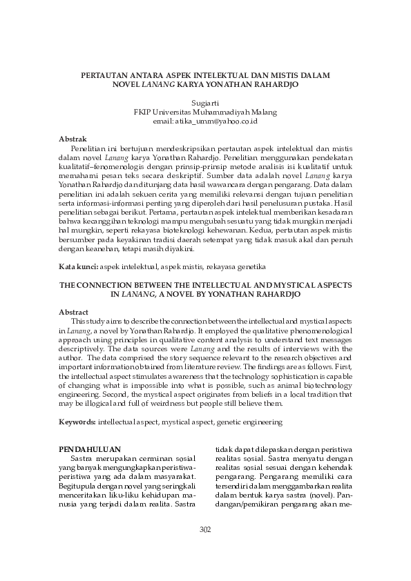 (PDF) Penelitian ini bertujuan mendeskripsikan pertautan aspek intelektual dan mistis dalam ...