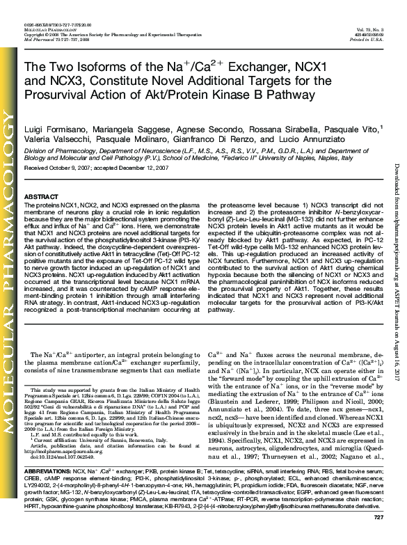 (PDF) The two isoforms of the Na+/Ca2+ exchanger, NCX1 and NCX3 ...
