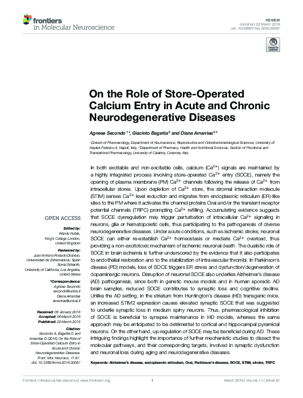 (PDF) On the Role of Store-Operated Calcium Entry in Acute and Chronic ...