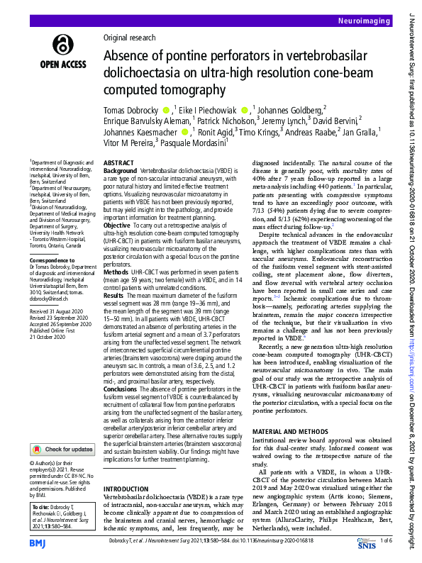 (PDF) Absence of pontine perforators in vertebrobasilar dolichoectasia ...