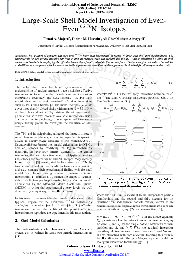 (PDF) Licensed Under Creative Commons Attribution CC BY Large-Scale Shell Model Investigation of ...