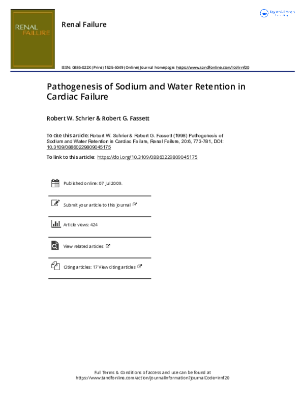 (PDF) Pathogenesis of Sodium and Water Retention in Cardiac Failure
