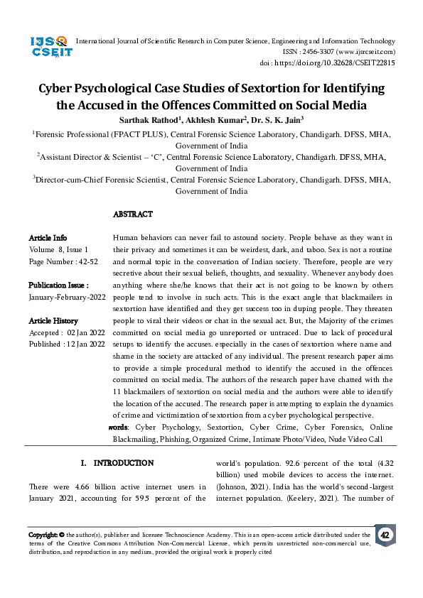(PDF) Cyber Psychological Case Studies of Sextortion for Identifying ...