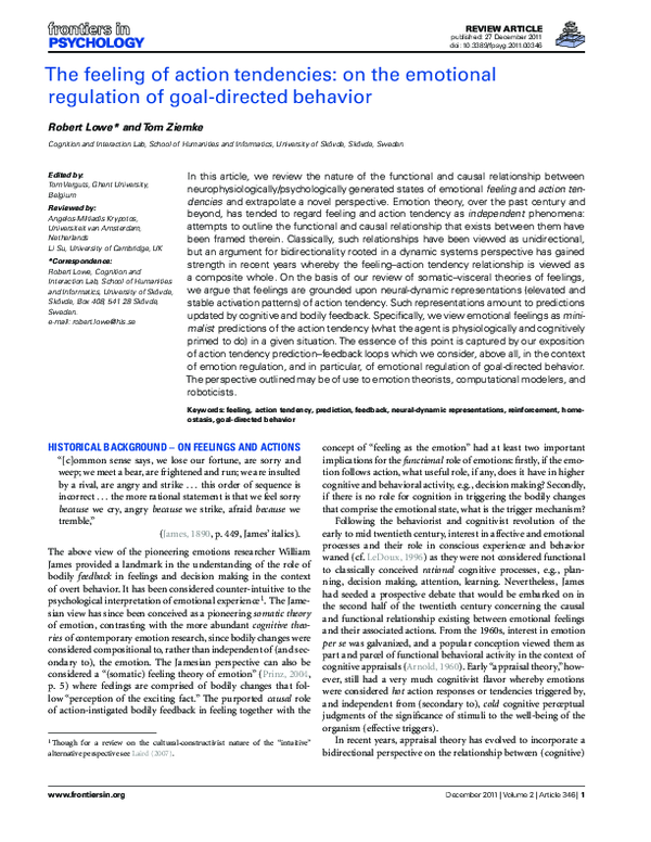 (PDF) The feeling of action tendencies: on the emotional