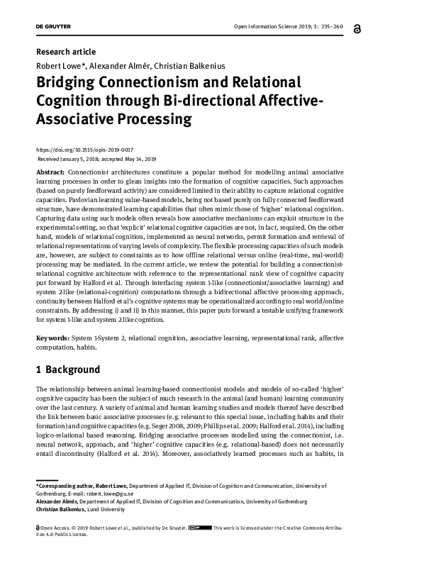 (PDF) Bridging Connectionism and Relational Cognition through Bi-directional Affective ...