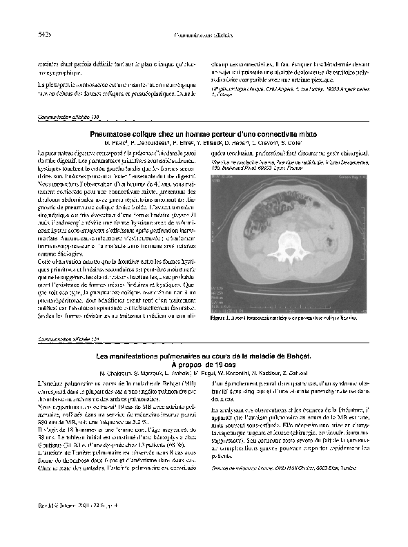 (PDF) Pneumatose colique chez un homme porteur d'une connectivite mixte