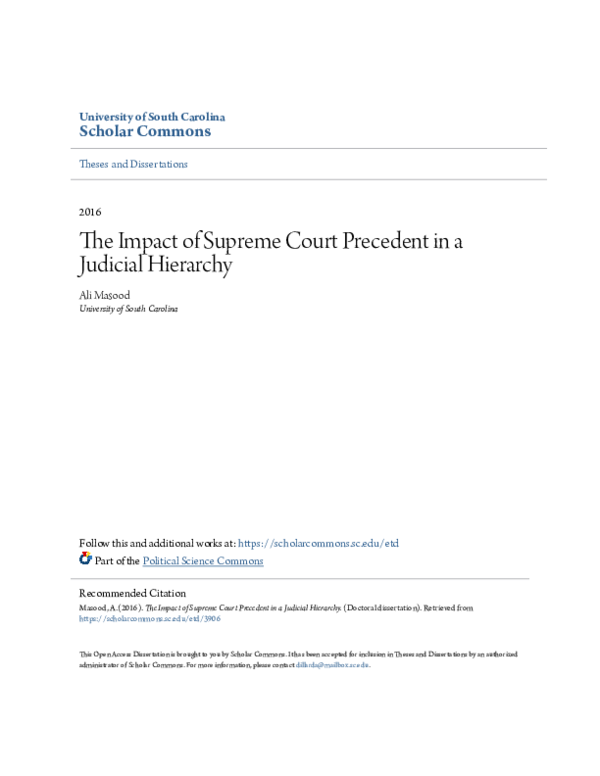 (PDF) The Impact of Supreme Court Precedent in a Judicial Hierarchy ...