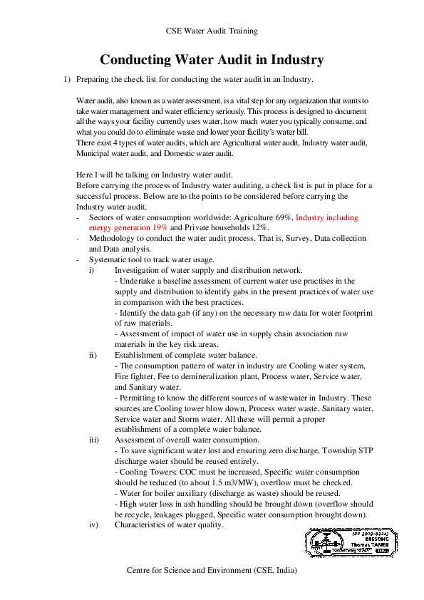 (PDF) Water Audit