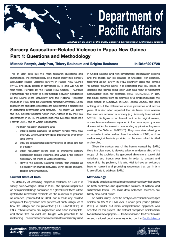 (PDF) Sorcery Accusation–Related Violence in Papua New Guinea Part 1 ...