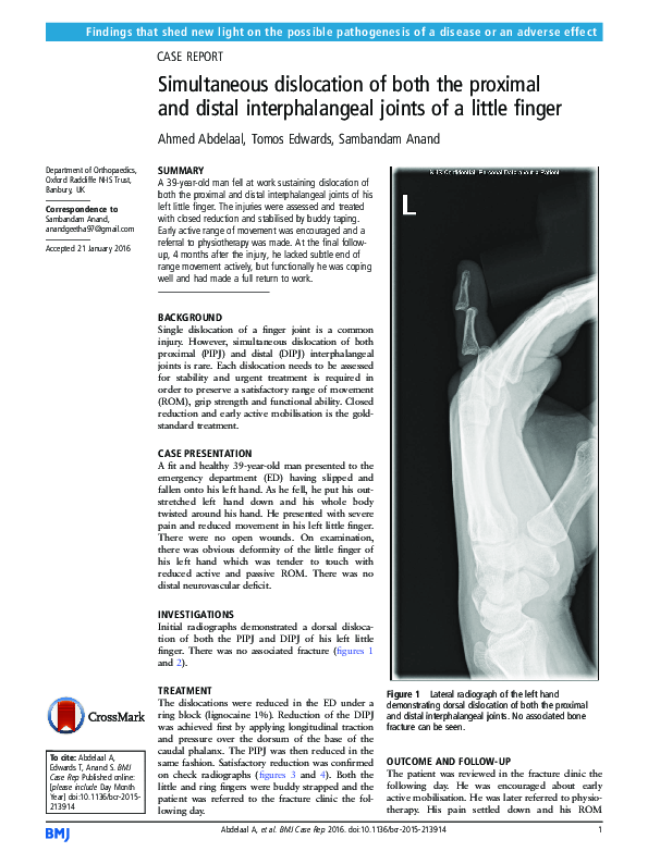 (PDF) Simultaneous dislocation of both the proximal and distal ...