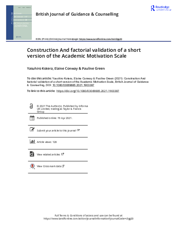 (PDF) Construction and factorial validation of a short form of the Self ...