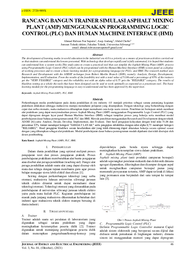 (PDF) Rancang Bangun Trainer Simulasi Asphalt Mixing Plant (Amp ...