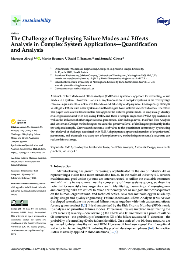 (PDF) The Challenge of Deploying Failure Modes and Effects Analysis in Complex System ...