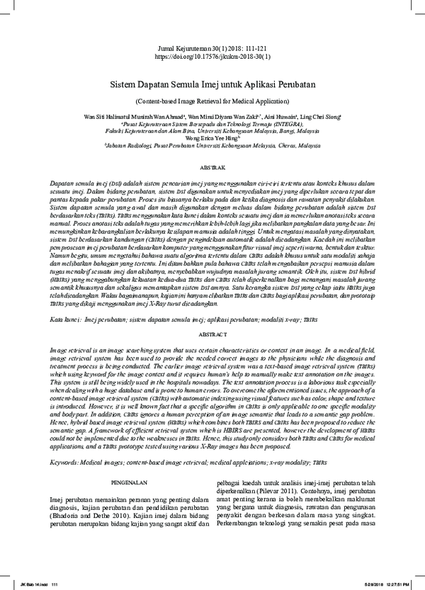 (PDF) Content-based Image Retrieval for Medical Application