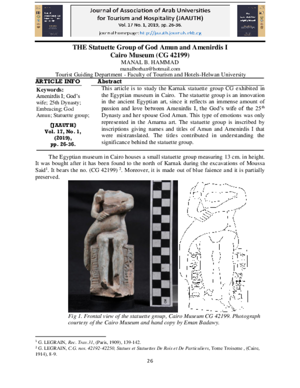 (PDF) THE Statuette Group of God Amun and Amenirdis I: Cairo Museum (CG ...