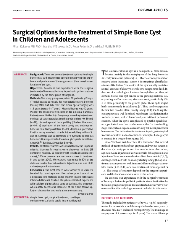 (PDF) Surgical options for the treatment of simple bone cyst in ...