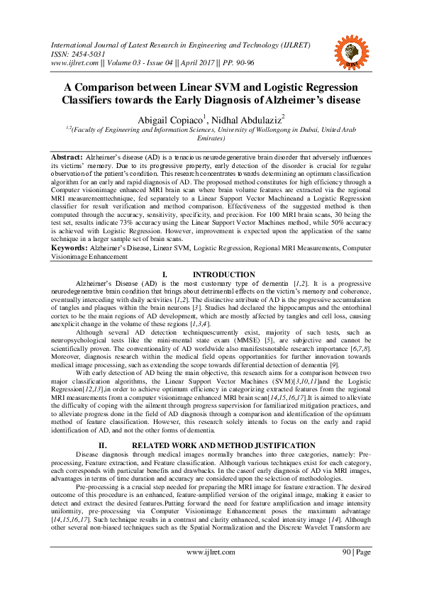 Pdf A Comparison Between Linear Svm And Logistic Regression