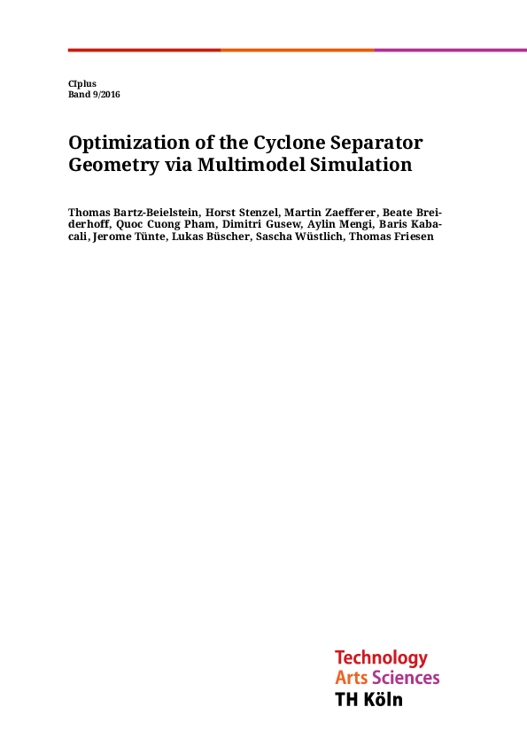 Pdf Optimization Of The Cyclone Separator Geometry Via Multimodel Simulation
