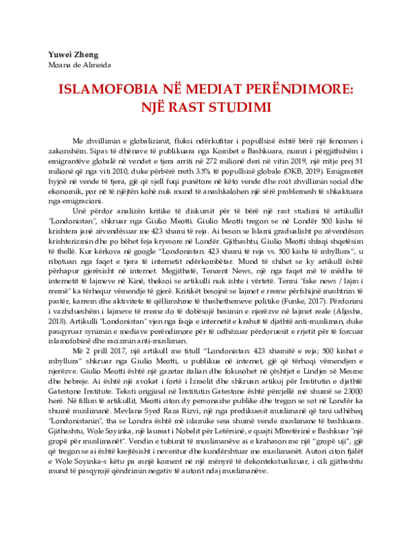 (DOC) ISLAMOFOBIA NË MEDIAT PERËNDIMORE: NJË RAST STUDIMI | Nexhat ...