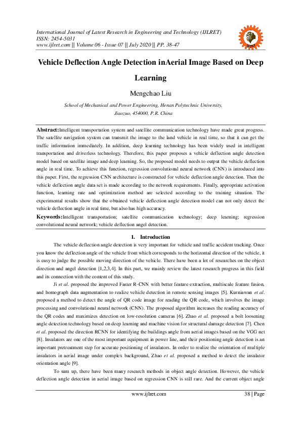 (PDF) Vehicle Deflection Angle Detection inAerial Image Based on Deep ...