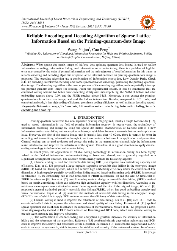 (PDF) Reliable Encoding and Decoding Algorithm of Sparse Lattice Information Based on the ...