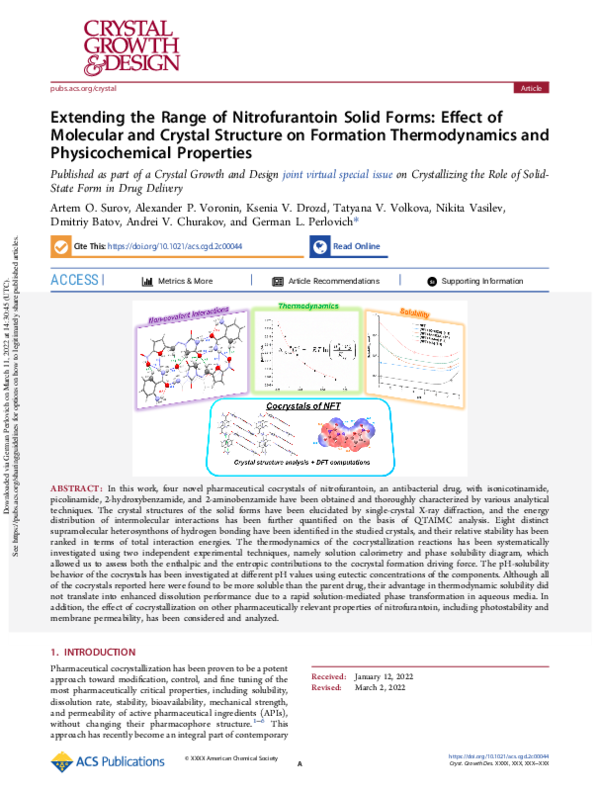(PDF) Extending the Range of Nitrofurantoin Solid Forms: Effect of ...