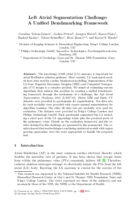 (PDF) Left Atrial Segmentation Challenge: A Unified Benchmarking Framework