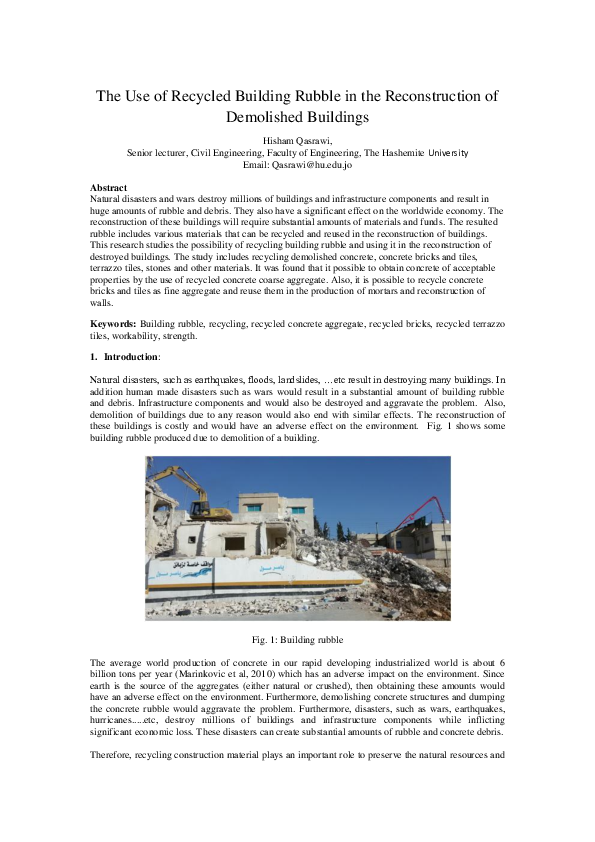 (PDF) The Use of Recycled Building Rubble in the Reconstruction of ...