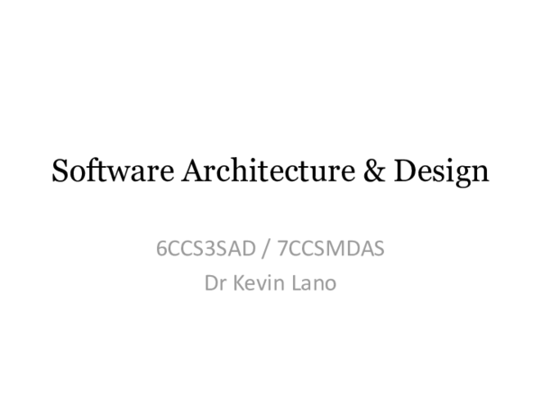 (PDF) Software Architecture Design